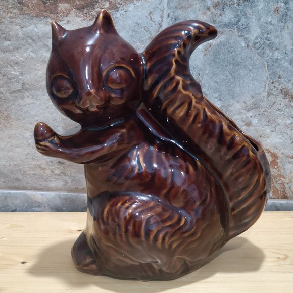 Accents | Vintage Gold Brown Squirrel Planter Vase Clay Pottery | Poshmark